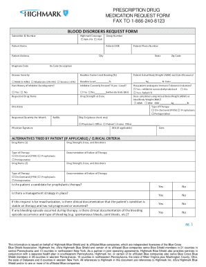 Fillable Online content.highmarkprc.comFilesRegionPRESCRIPTION DRUG MEDICATION REQUEST FORM FAX ...