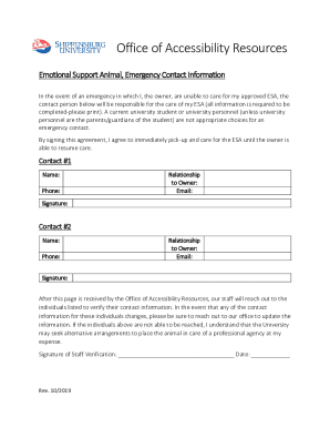 Fillable Online ESA Emergency Contact Form Fax Email Print - pdfFiller