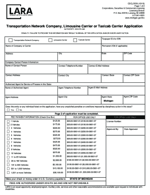 Fillable Online Transportation Network Company, Limousine Carrier or ...