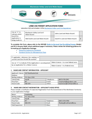Fillable Online slwb.comsitesdefaultLand Use Permit Application Form ...