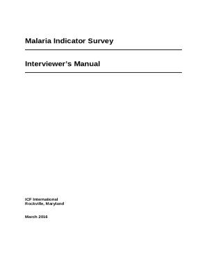 Malaria indicator survey : basic documentation for survey design and ...