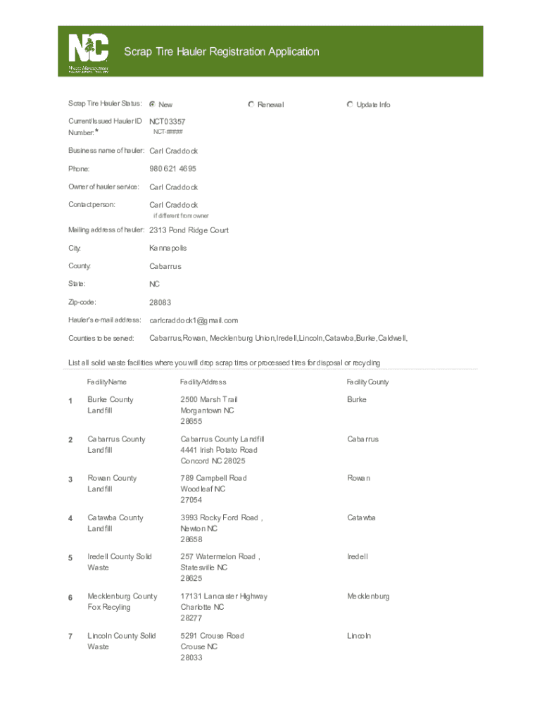 Fillable Online deq.nc.govwaste-managementscrap-tiresScrap Tire FormsNC ...
