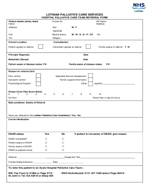 Fillable Online Palliative Care Services referral form - Department of ...