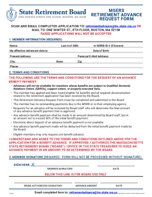 Fillable Online MSERS RETIREMENT ADVANCE REQUEST FORM Mass.gov Fax ...