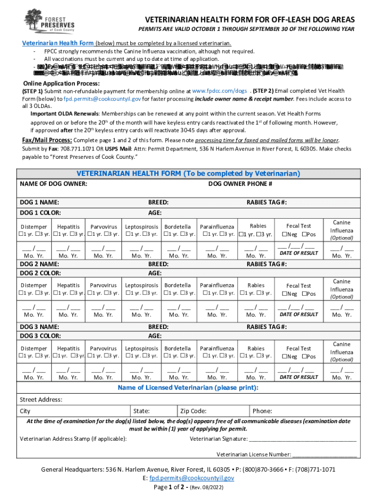 Fillable Online Request Veterinary Health Certificate for Dog and Cat ...