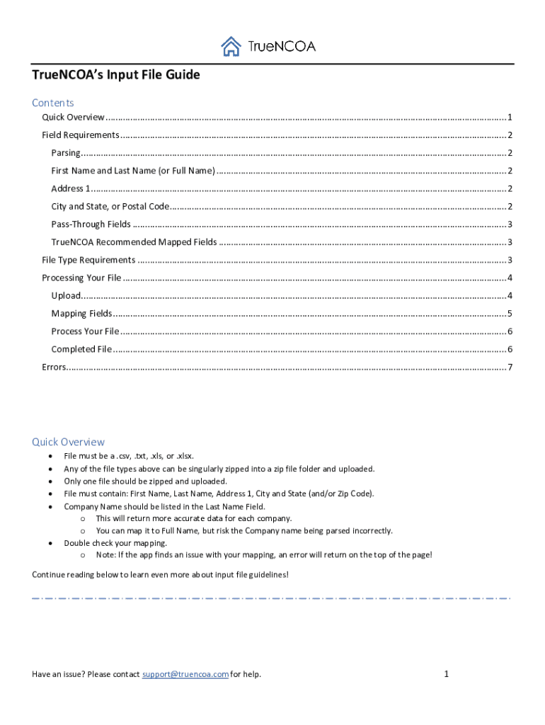 Fillable Online truencoa.cominput-file-requirements-for-ncoaInput File Requirements for NCOA ...