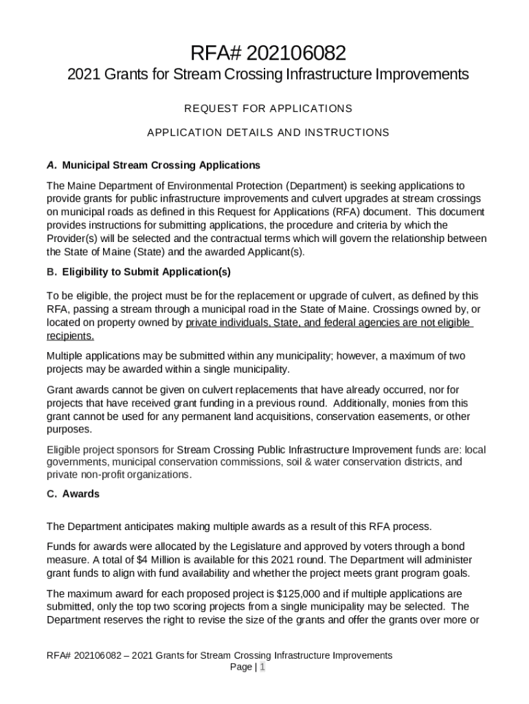 2021 Grants for Stream Crossing Infrastructure Improvements Doc ...