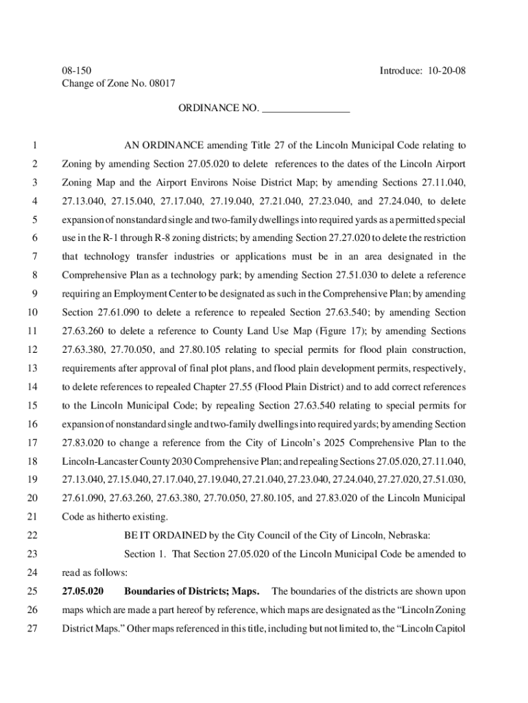 Fillable Online app.lincoln.ne.govcitycouncilChange of Zone No. 3237 ORDINANCE NO. AN ORDINANCE ...