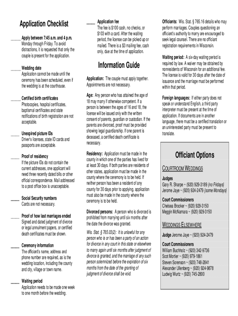 Fillable Online Job Application Checklist - Examples, Format ...