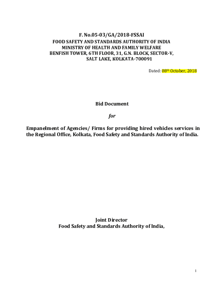 Fillable Online food safety and standards authority of india - FSSAI ...