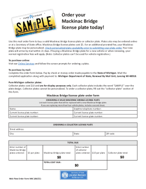 Fillable Online 169.45.163.110documentssosMackinac Bridge License Plate ...