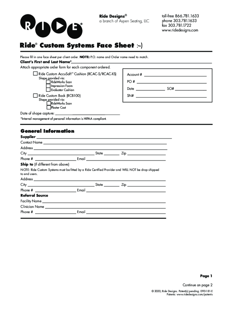Fillable Online Ride DesignsOrder Forms Ride DesignsRide Designs Fax ...