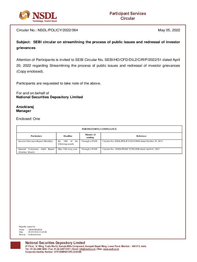 Fillable Online DP Circulars - NSDL - National Securities Depository ...