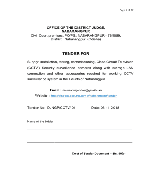 Fillable Online TENDER FOR - District Court Fax Email Print - pdfFiller