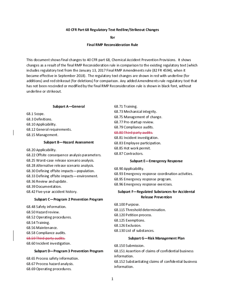 Fillable Online Redline of CFR Part 68 reg text final RMP Recon rule 8 ...