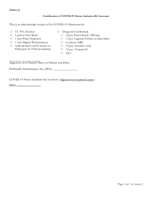Fillable Online Certification of COVID-19 Home Isolation Kit Issuance ...