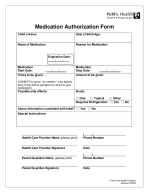 Fillable Online YMCA OF MEMPHIS & THE MID-SOUTH Medication ...