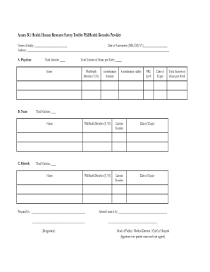 Fillable Online Fillable Online Annex B.1 Health Human Resource Survey ...