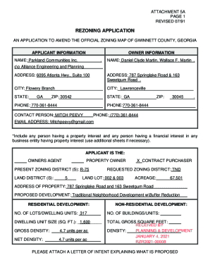 Fillable Online REZONING APPLICATION AN APPLICATION .. . TO AMEND THE OFFICIAL ZONING ... Fax ...