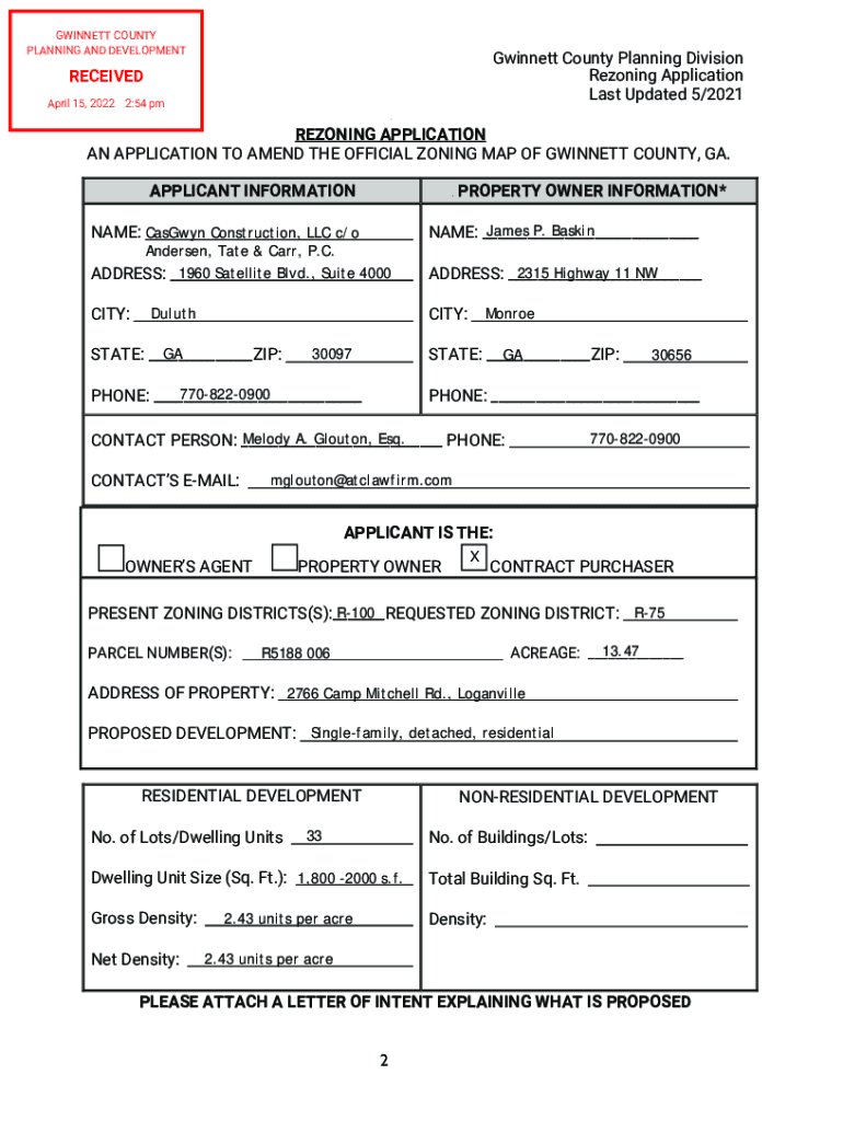 Fillable Online PLANNING AND DEVELOPMENT DEPARTMENT CASE REPORT - gwinnettcounty.com Fax Email ...