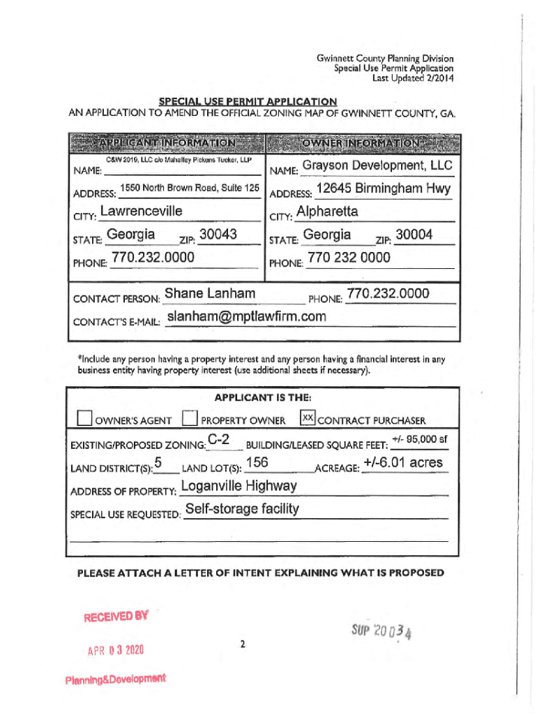 Fillable Online Fillable Online Last Updated 2/20 SPECIAL USE PERMIT ...