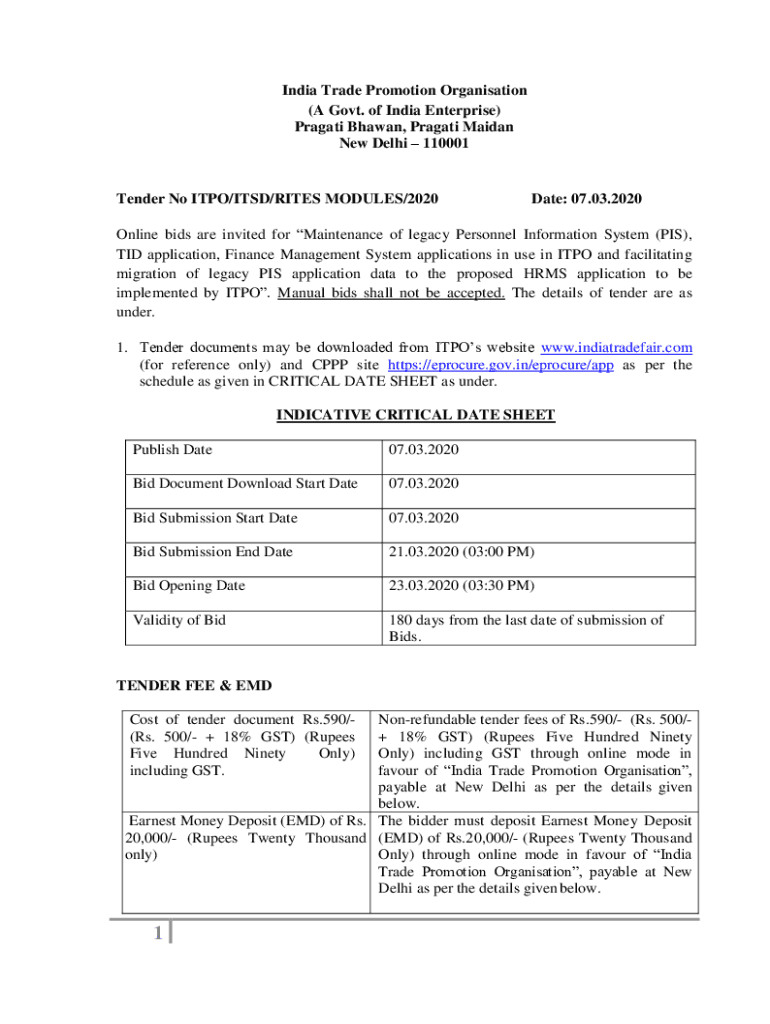 Fillable Online FREE 7+ Sample Tender in PDFLatest Indian Tenders ...