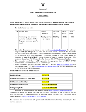 Fillable Online -1- Annexure: I INDIA TRADE PROMOTION ORGANISATION E-TENDER NOTICE ... Fax Email ...
