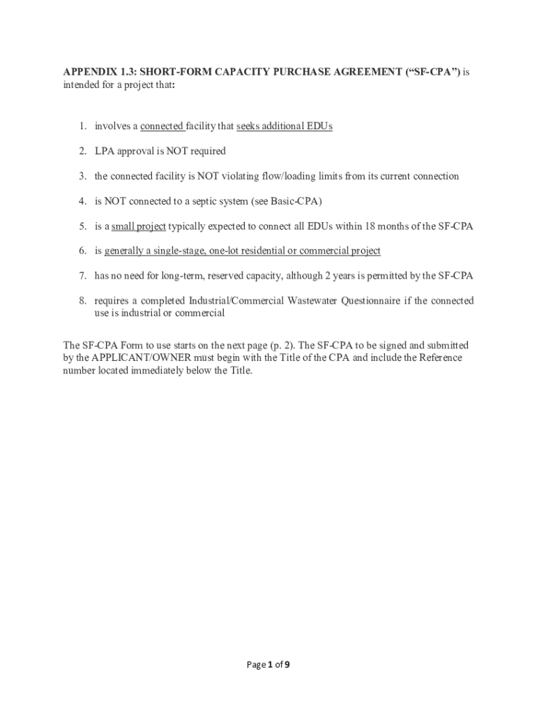 Fillable Online 3: SHORT-FORM CAPACITY PURCHASE AGREEMENT (SF-CPA) is ...