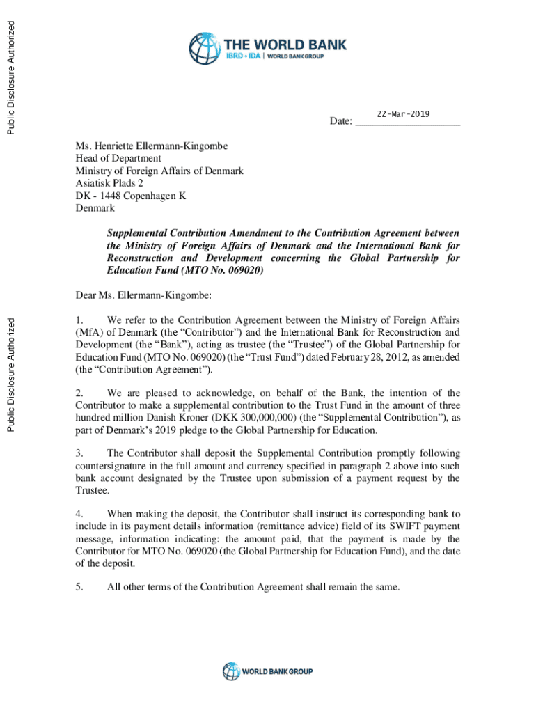 Fillable Online documents1.worldbank.org curated enTemplate to Reduce Contribution Amendment Fax ...