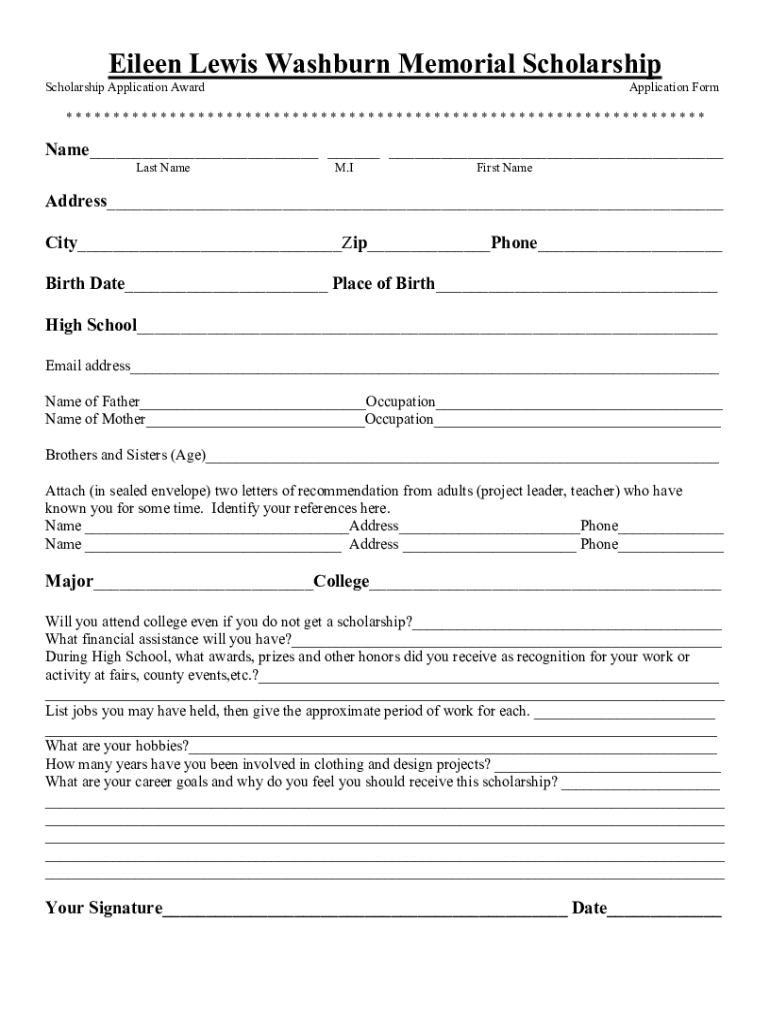 Fillable Online studentscholarships.orgscholarship8504Scholarship Application - Mary Eileen ...