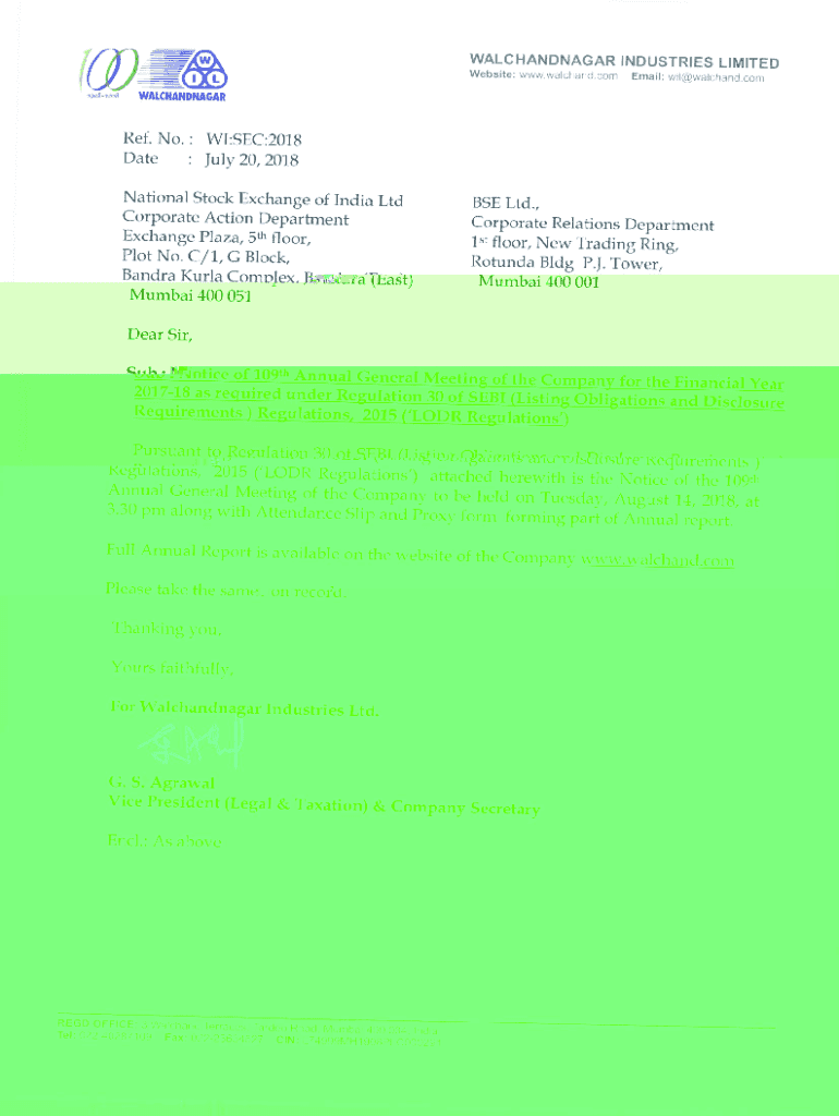 Fillable Online Notice of Meeting sample / template / example ...