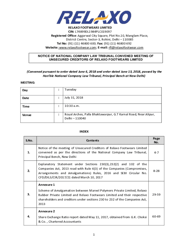 Fillable Online RELAXO FOOTWEARS LIMITED - Zauba CorpRELAXO FOOTWEARS ...