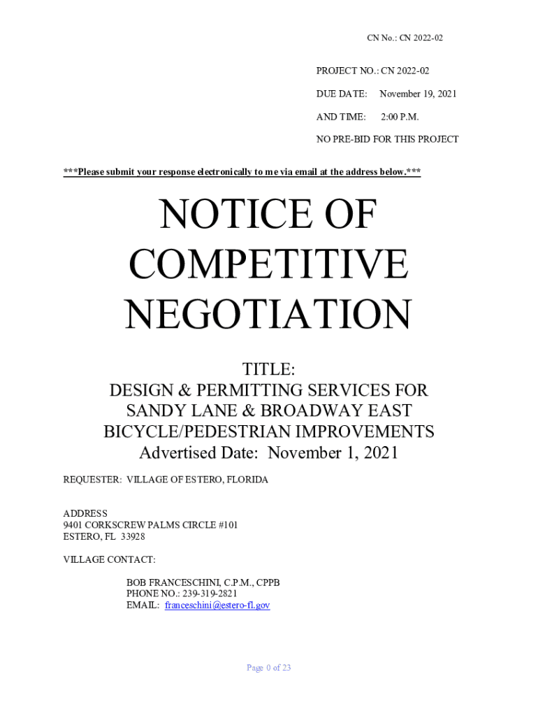 Fillable Online NOTICE OF COMPETITIVE NEGOTIATION Fax Email Print ...