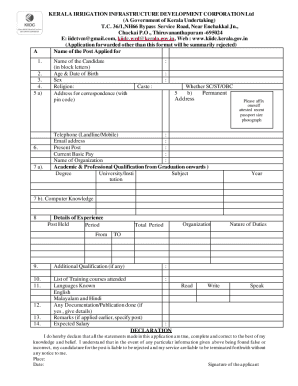 Fillable Online APPLICATION FORM - KIIDC - Government of Kerala Fax ...