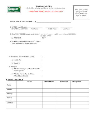 Fillable Online Printable Biodata Form Pdf - Fill Out and Sign ...