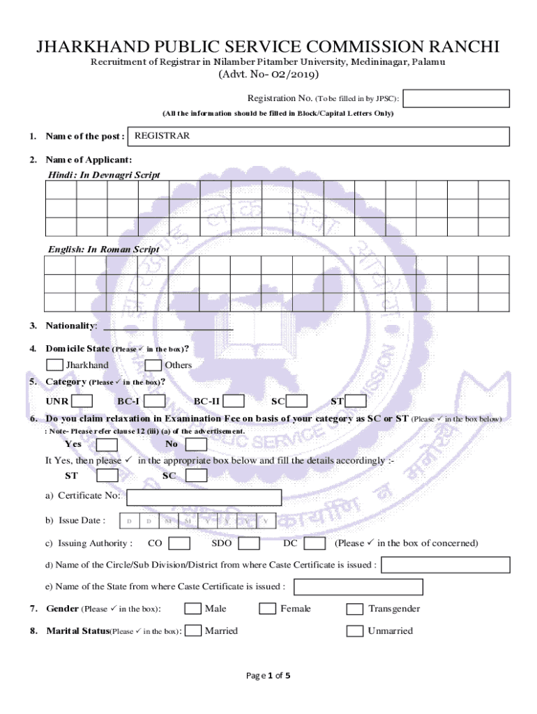 Fillable Online recruitment.jharkhand.gov.inRecruitment Portal - Jharkhand Fax Email Print ...