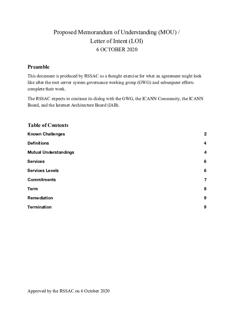Fillable Online Letter of Intent vs. Memorandum of Understanding (With ...