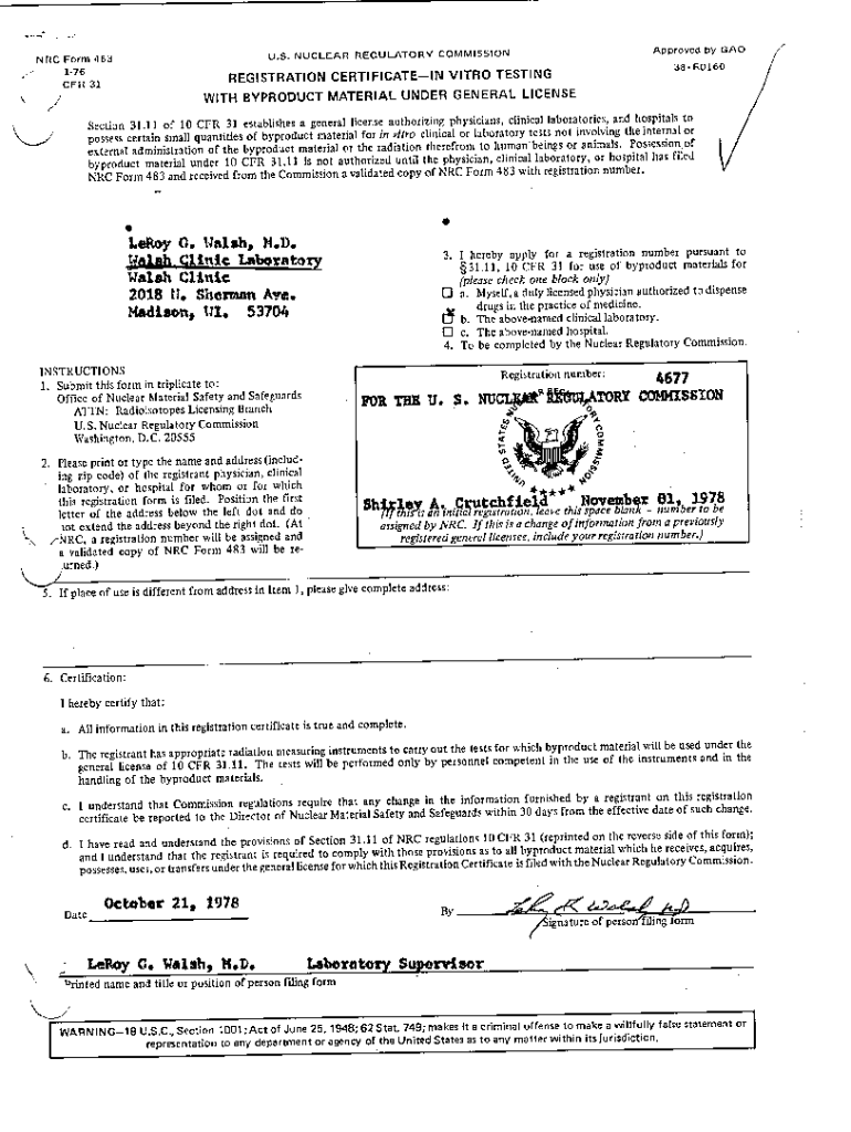 Fillable Online U.S. NUCLEAR REGULATORY COMMISSION by NRC Form ...