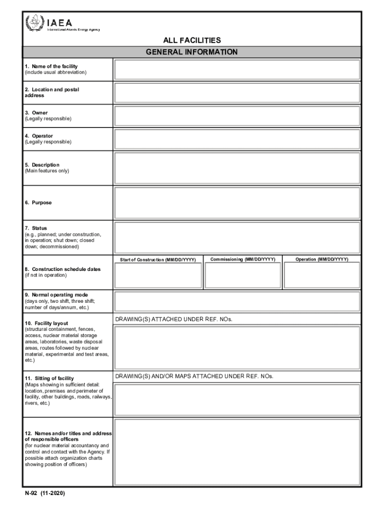 Fillable Online IAEA Form 92 - Design Information Questionnaire - Research and Development ...