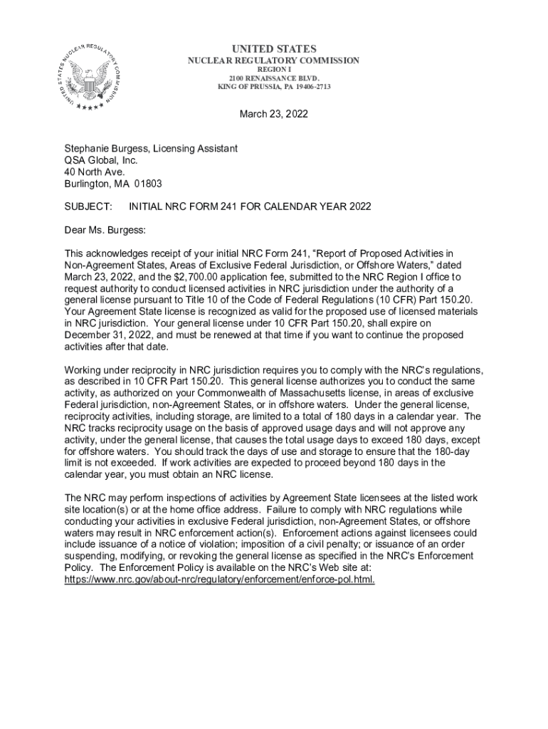 Fillable Online QSA Global, Inc., Cover Letter Transmitting Approved ...