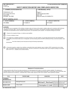 Fillable Online Ameriphysics, NRC Form 591M Part 1, Inspection Report ...
