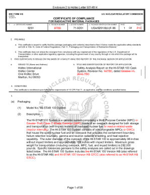 Fillable Online Marked-Up of Certificate of Compliance for Radioactive ...