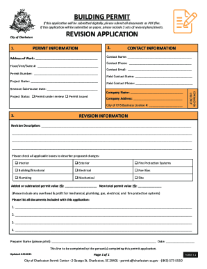 Fillable Online BUILDING PERMIT REVISION APPLICATION - Charleston Fax ...
