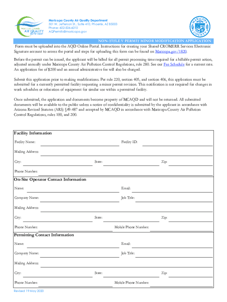 Fillable Online non-title v permit minor modification application Fax Email Print - pdfFiller