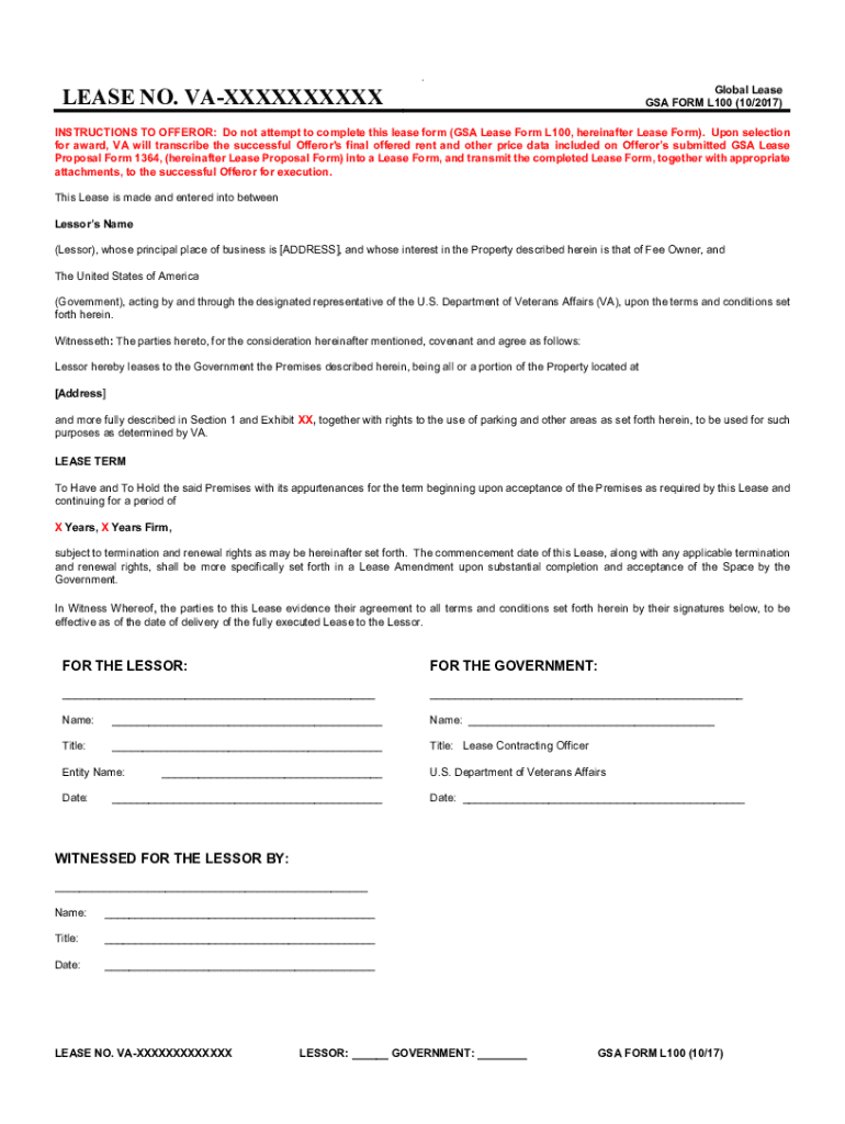 Fillable Online LEASE NO. VA-XXXXXXXXXX Fax Email Print - pdfFiller