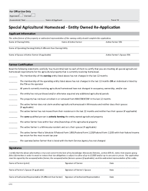 Fillable Online co.becker.mn.usdeptassessorSpecial Agricultural ...