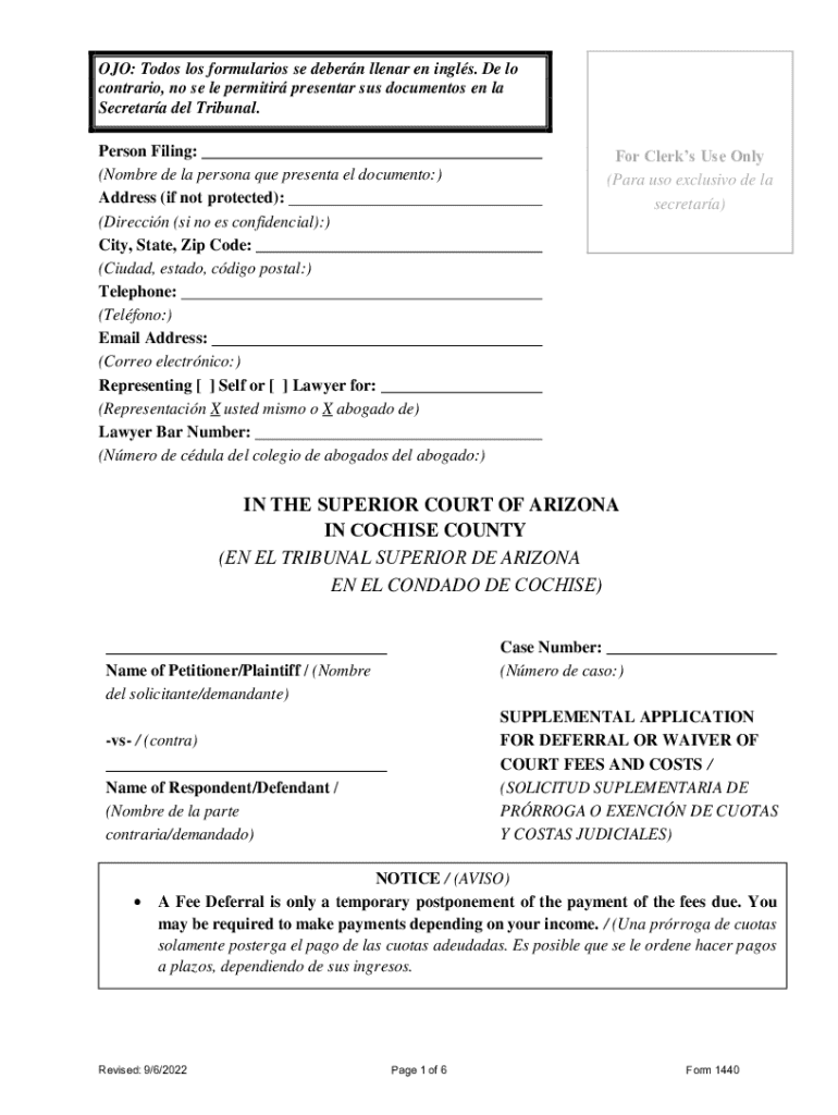 Fillable Online IN THE SUPERIOR COURT OF ARIZONA IN COCHISE COUNTY ...