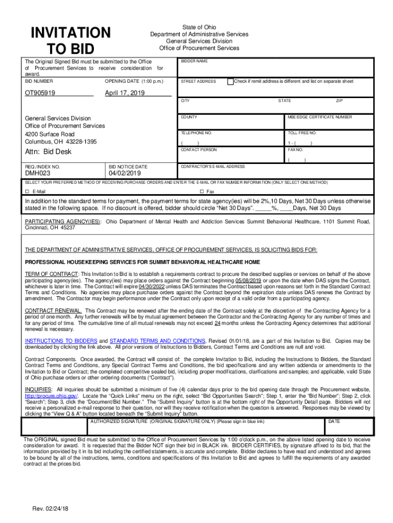 Fillable Online procure ohio PARTICIPATING AGENCY(IES): Ohio Department ...