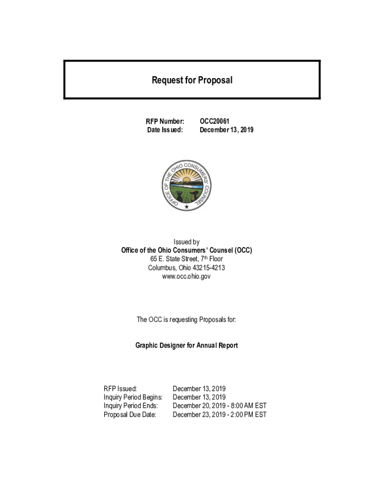 Fillable Online procure ohio Request for Proposal - State of Ohio Procurement - Ohio.gov Fax ...