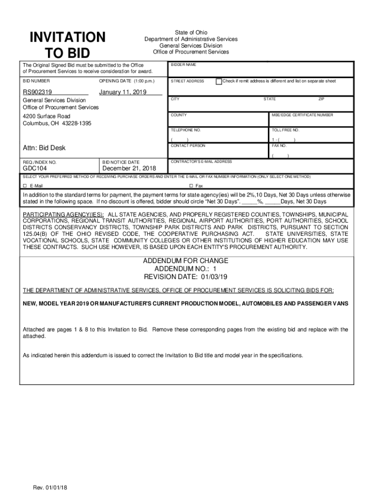 Fillable Online procure ohio REVISION DATE: 01/03/19 Fax Email Print - pdfFiller